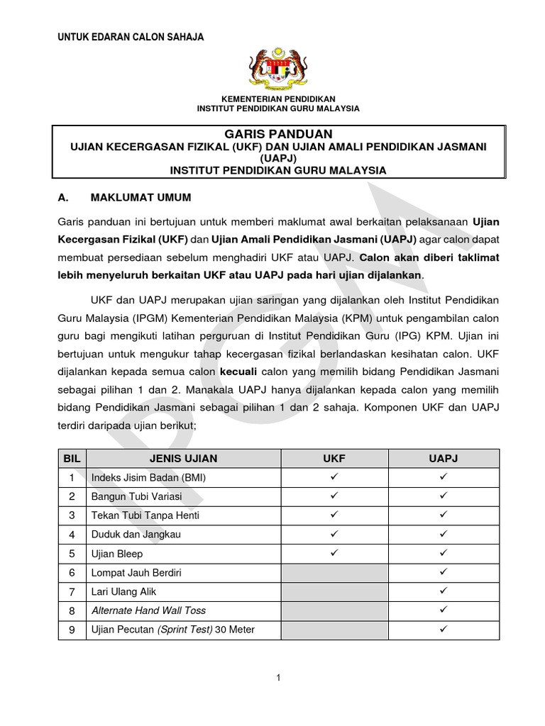 Garis Panduan Ukf Ipgm 2024 | PDF