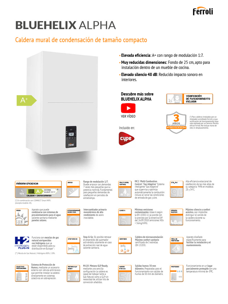 Ficha Tecnica Ferroli Bluehelix Alpha | PDF | Tecnología energética