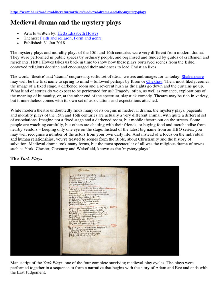 Introduction To Morality Plays And Mystery Plays Pdf