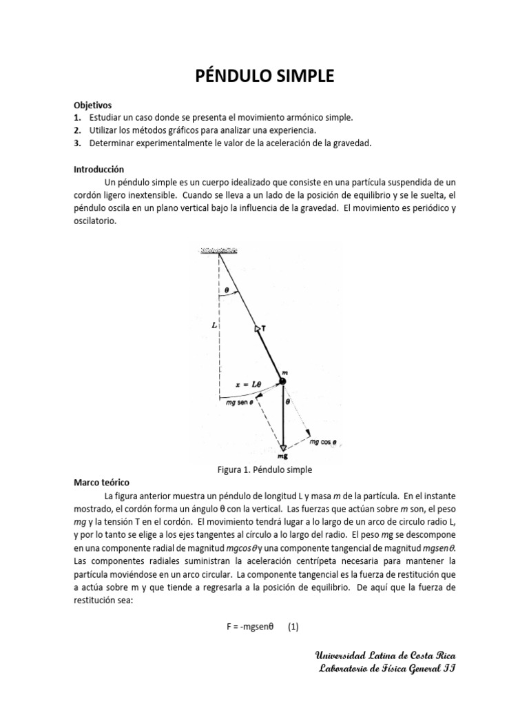 Práctica 4. Péndulo Simple | PDF | Péndulo | Fenomeno fisico