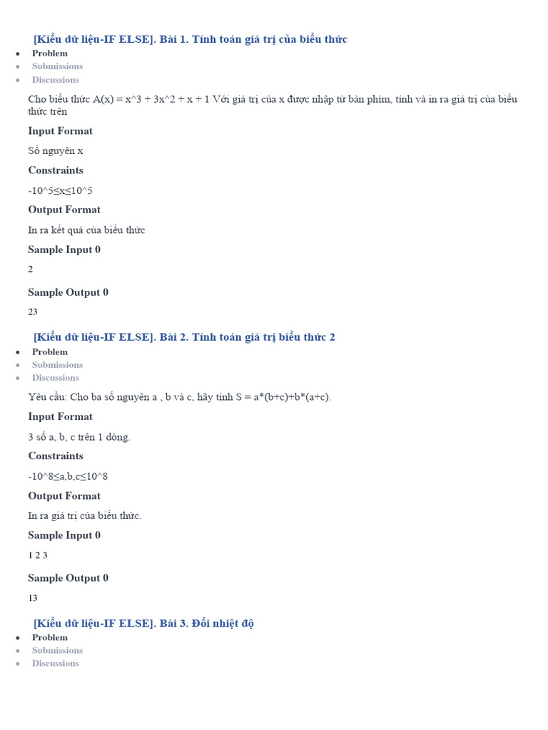 (Kiểu Dữ Liệu-If Else) | PDF