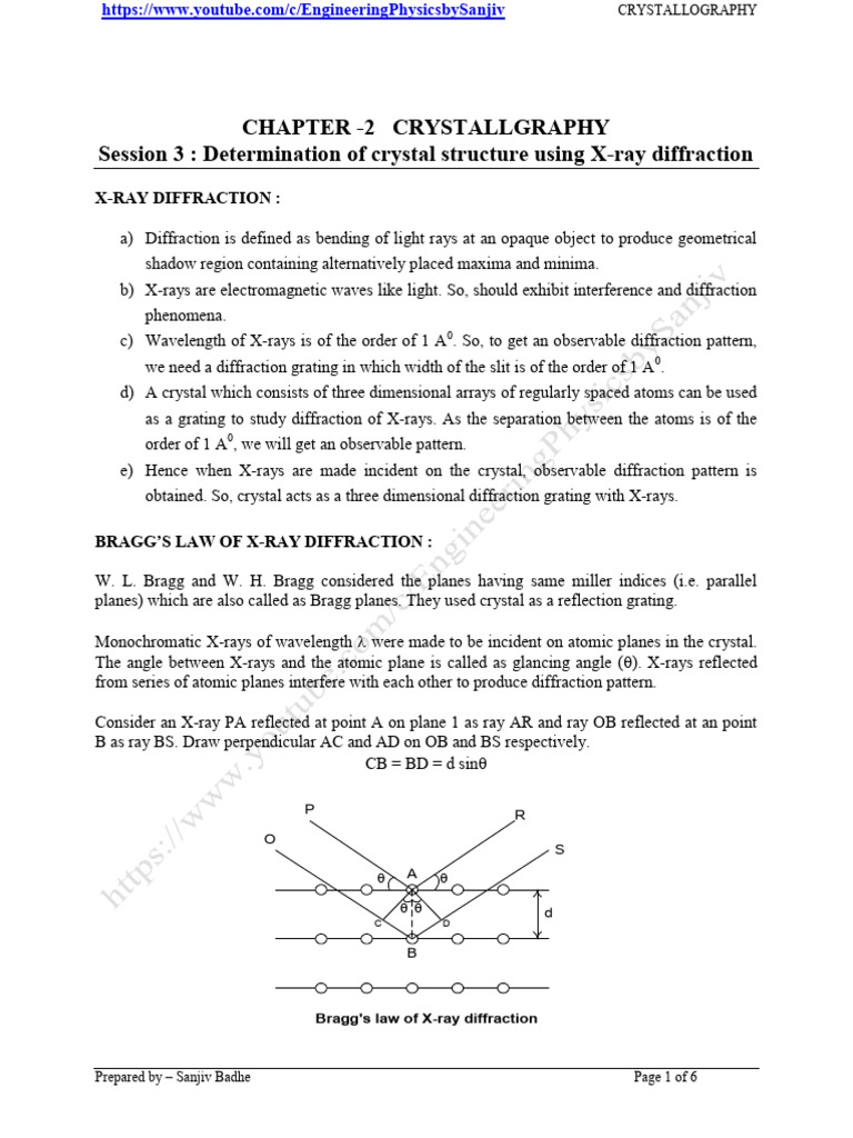 Crystallography Session 3 (Determintion of Crystal Structure Using X-Ray Diffraction) | PDF ...