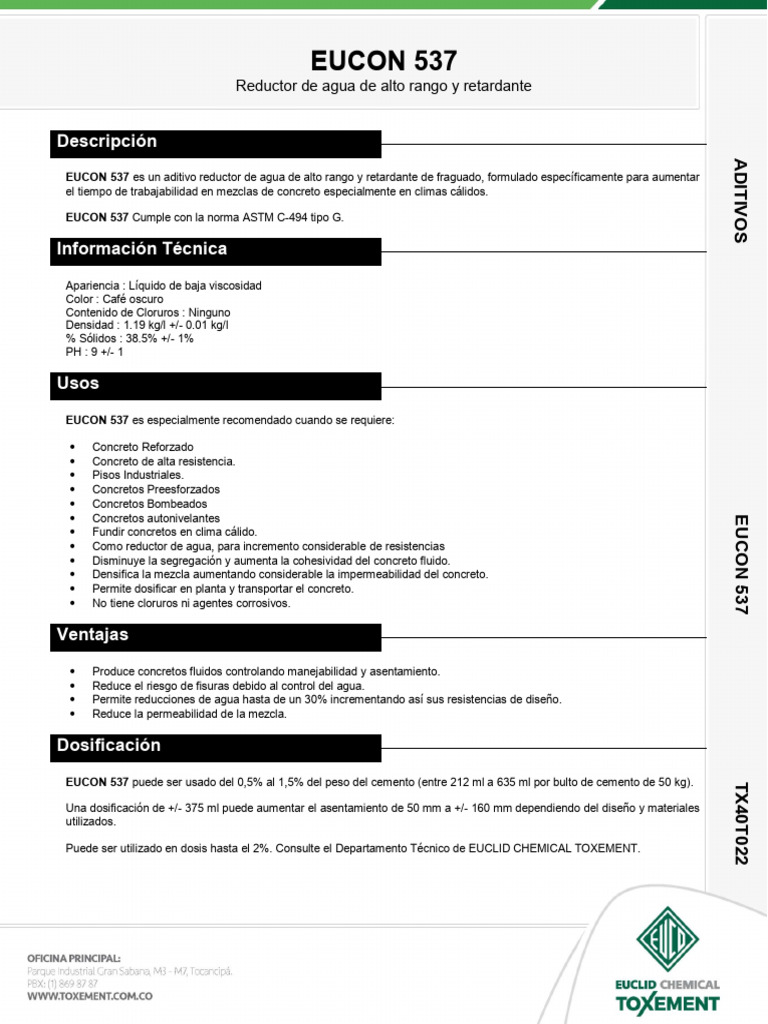 Eucon 537 | PDF | Hormigón | Cemento