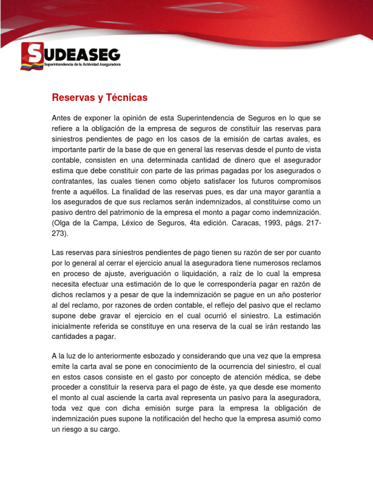 Reservas y Tecnicas | PDF | Póliza de seguros | Seguro