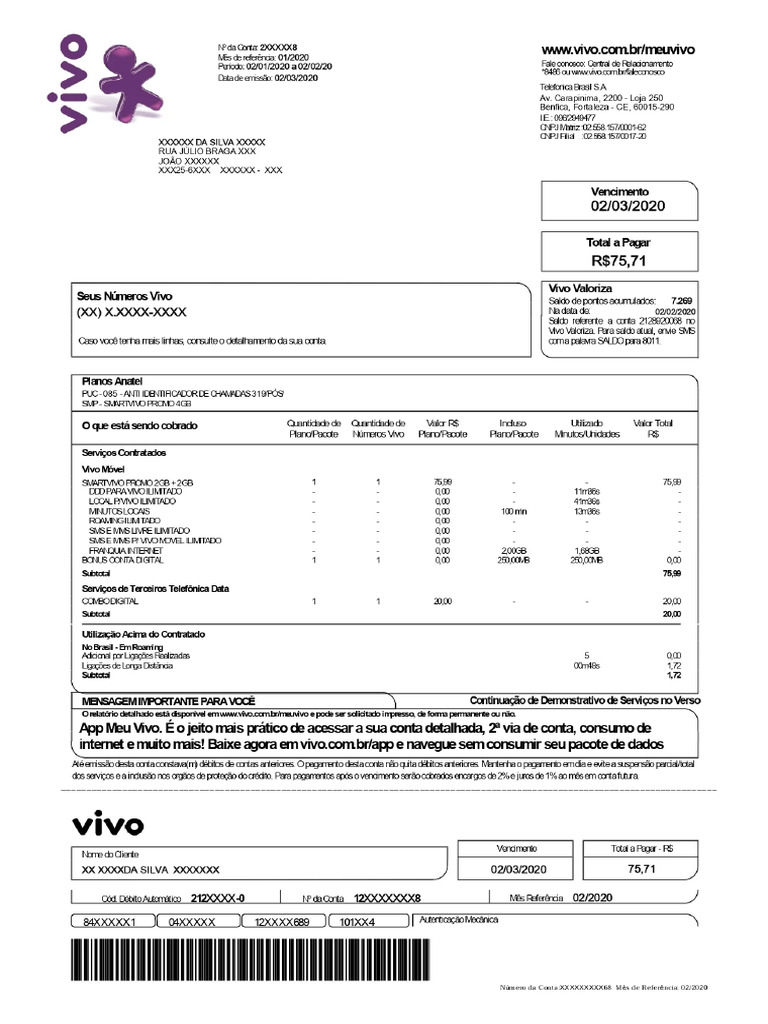 Comprovante de Residencia Vivo | PDF