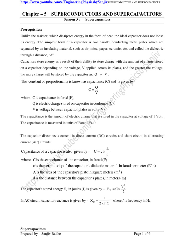 Superconductors and Supercapacitors Session 3 (Supercapacitors) | PDF ...
