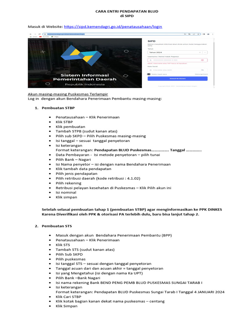 Cara Entri Pendapatan Blud Di Sipd 2024 | PDF | Karier & Perkembangan | Bisnis