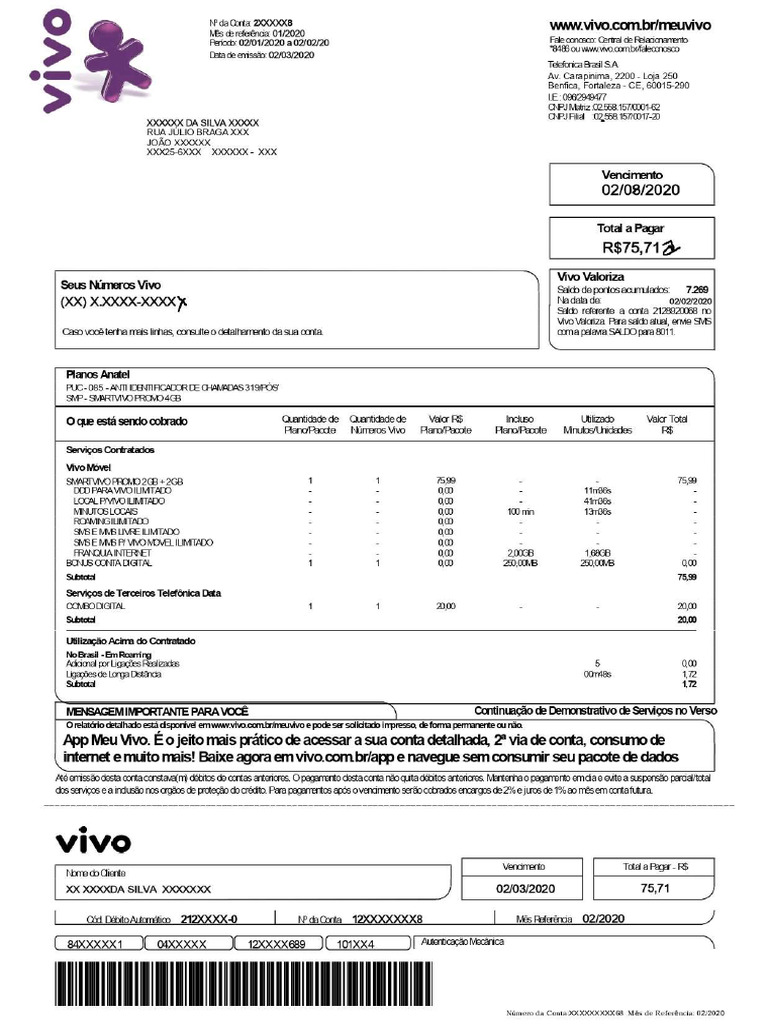 Comprovante de Residencia Vivo2 | PDF