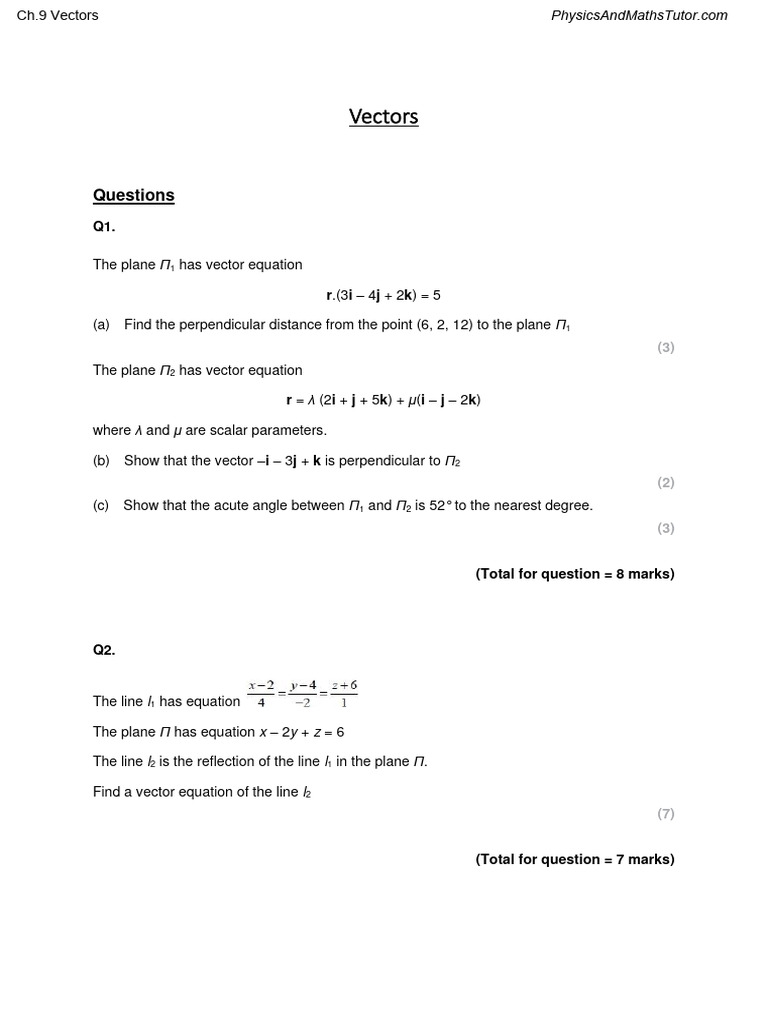 Ch.9 Vectors | PDF | Line (Geometry) | Euclidean Vector