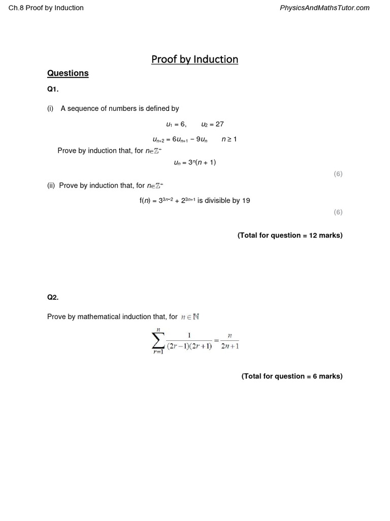 Induction Proofs for Mathematical Sequences | PDF | Mathematical Proof ...