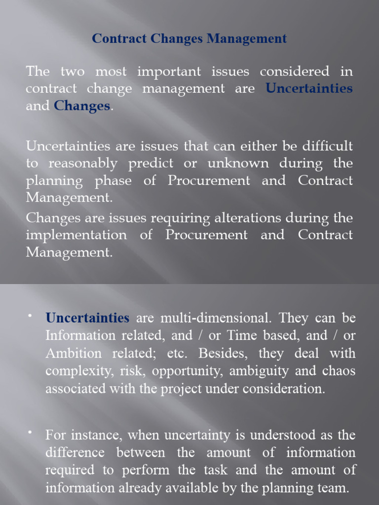 Contract Changes Management | PDF | Damages | Uncertainty