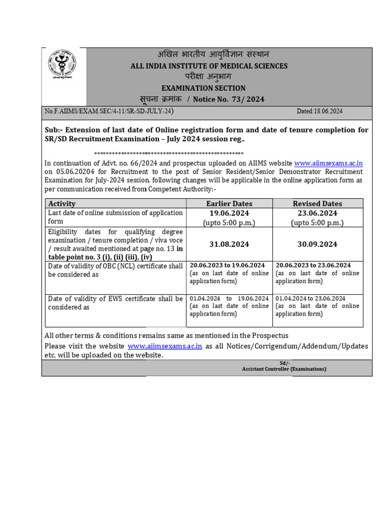 Notice For Date Extend-Tenure Completion | PDF | Qualifications ...