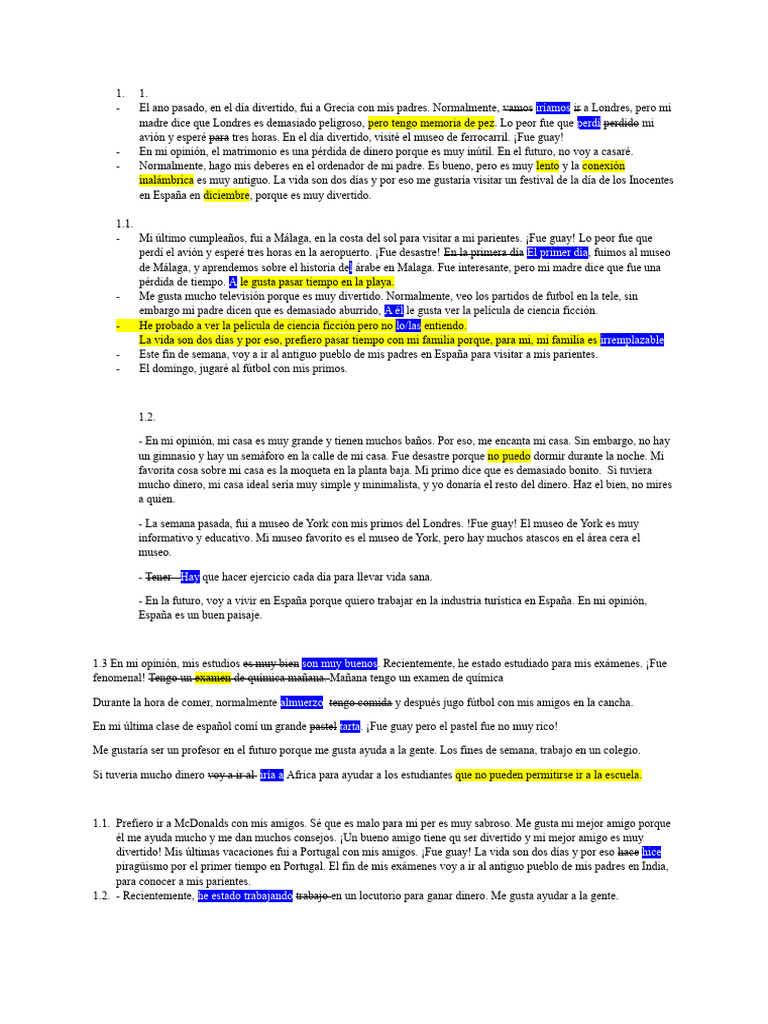 Ejercicios de Escritura en Español | PDF