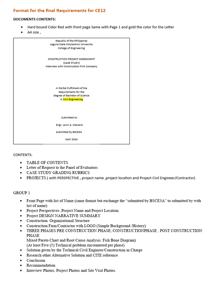 Ce12 Guidelines For Final Defense | PDF