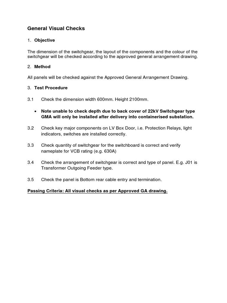 Switchgear Visual Inspection Guidelines | PDF | Technology & Engineering