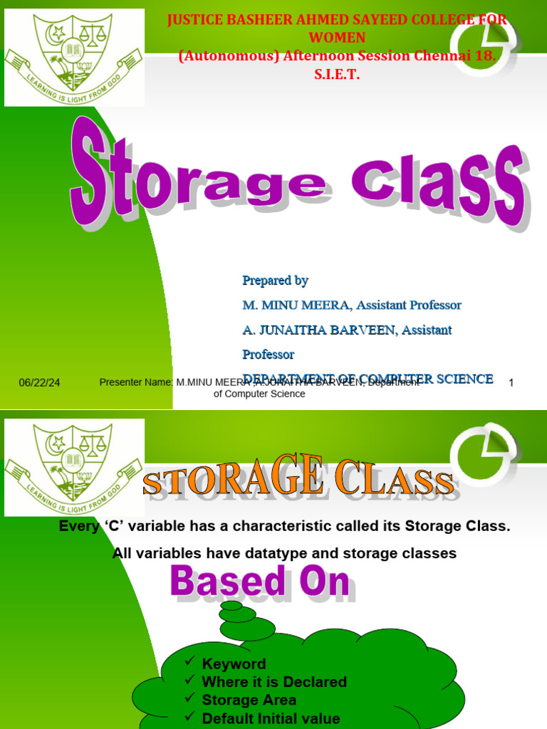 storage class in c | Download Free PDF | Variable (Computer Science) | Parameter (Computer ...