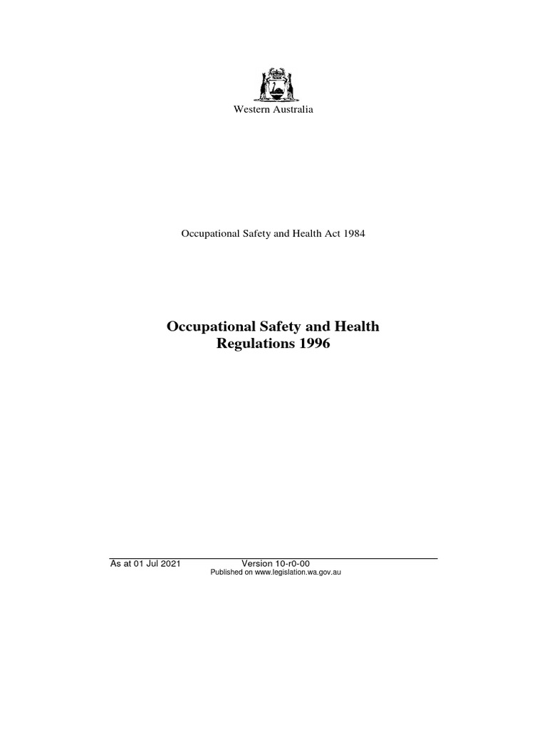 WA Occupational Safety and Health Regulations 1996 | PDF | Personal Protective Equipment ...