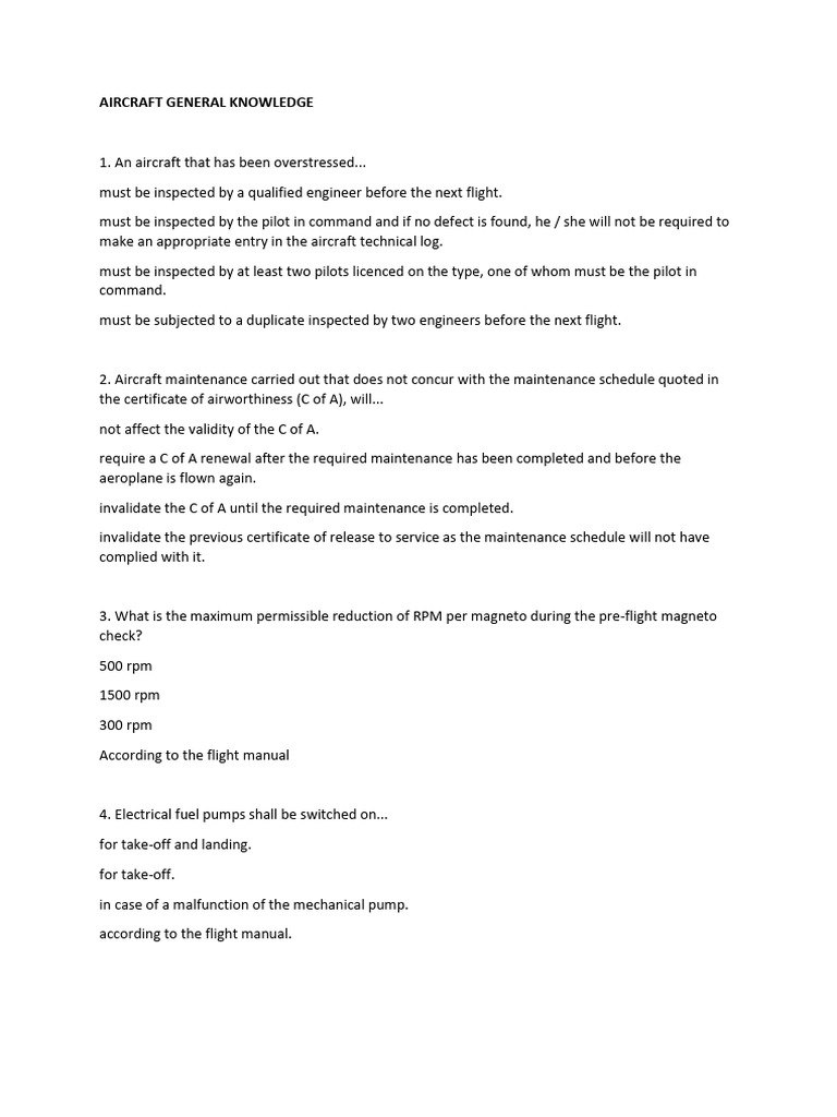 Aircraft General Knowledge | PDF | Airspeed | Carburetor