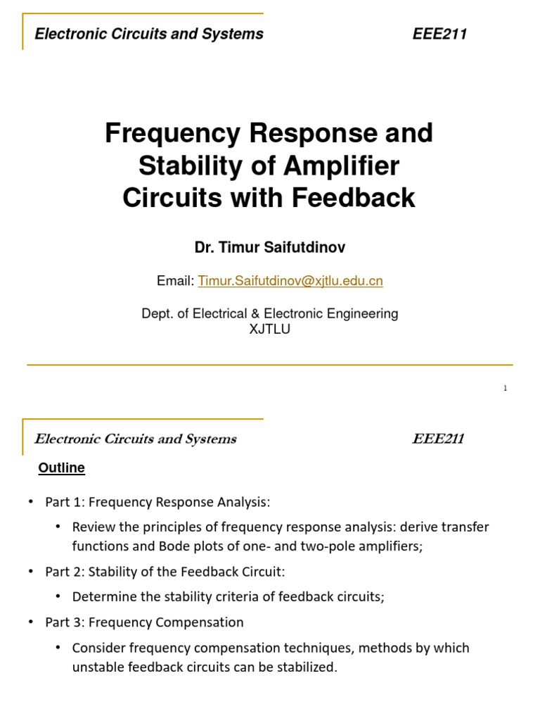 Week 10 - Frequency Response and Stability of Feedback Circuits (Solutions) | PDF | Amplifier ...