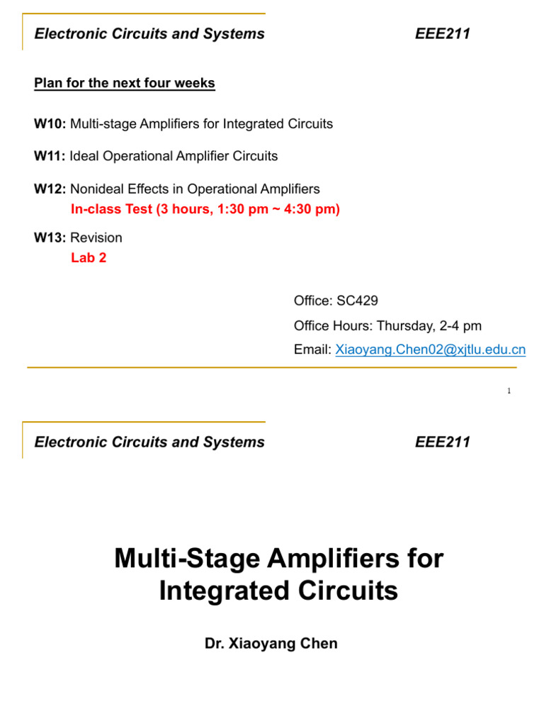 Multi-Stage Amplifiers in EEE211 | PDF | Bipolar Junction Transistor ...