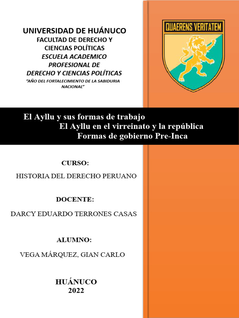 Trabajo 2 - Los Ayllu y El Imperio Incaico - Historia Del Derecho | PDF ...