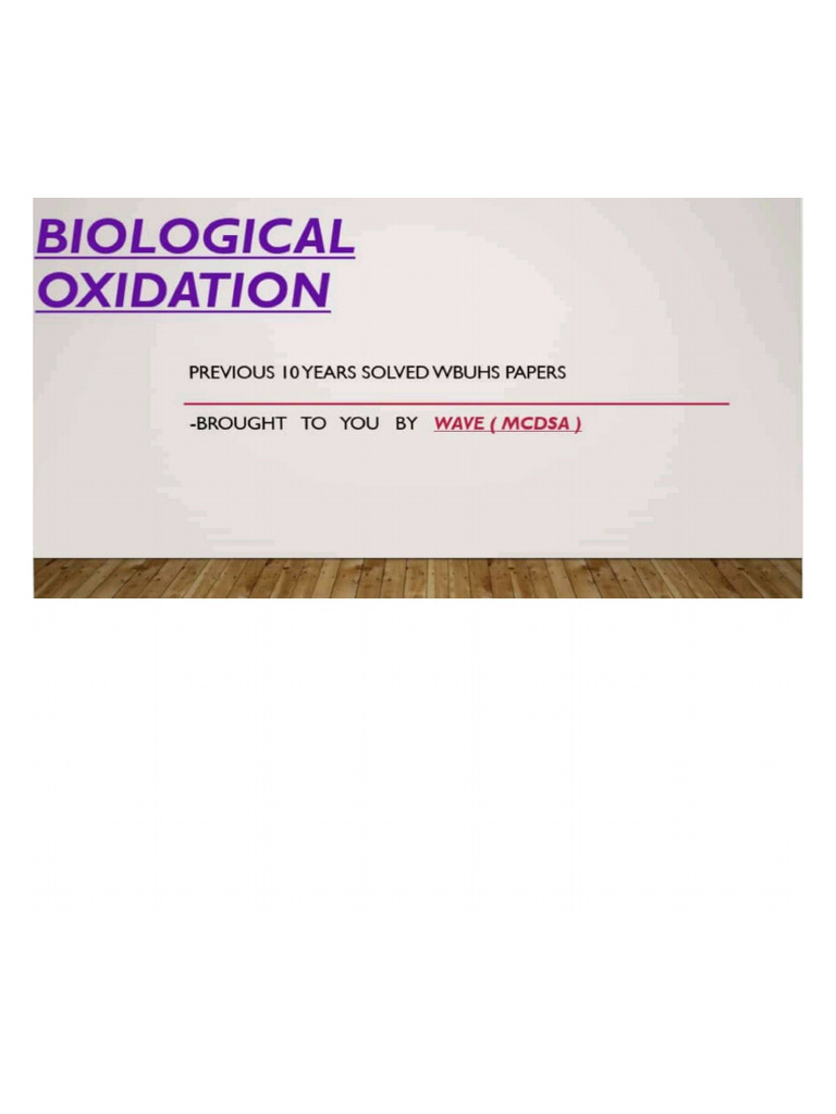 Biological Oxidation | PDF
