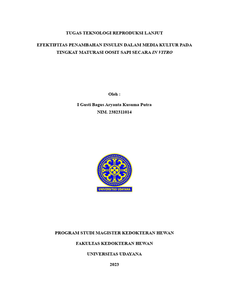 Insulin dan Maturasi Oosit Sapi | PDF