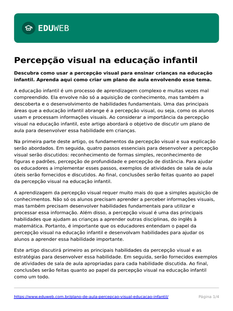 plano-de-aula-percepcao-visual-educacao-infantil | Download grátis PDF ...