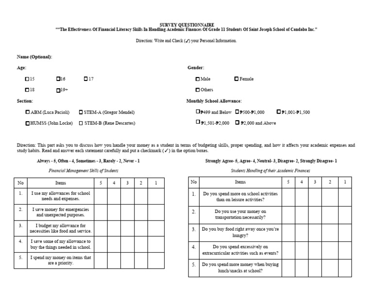 STEM - GROUP 1 Survey Questionnaire | PDF