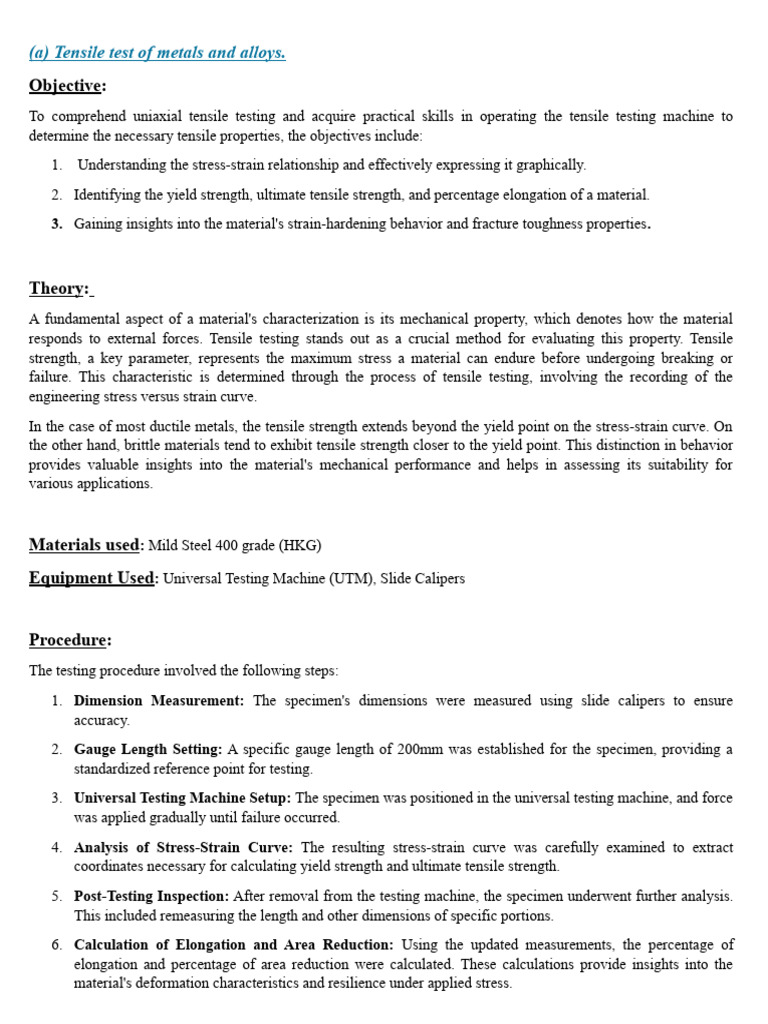 MME Lab | PDF | Ductility | Strength Of Materials