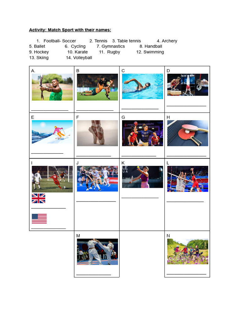 Activity - Match Sport With Their Names | PDF