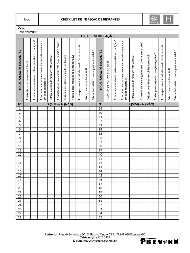 CHECK LIST HIDRANTES | PDF