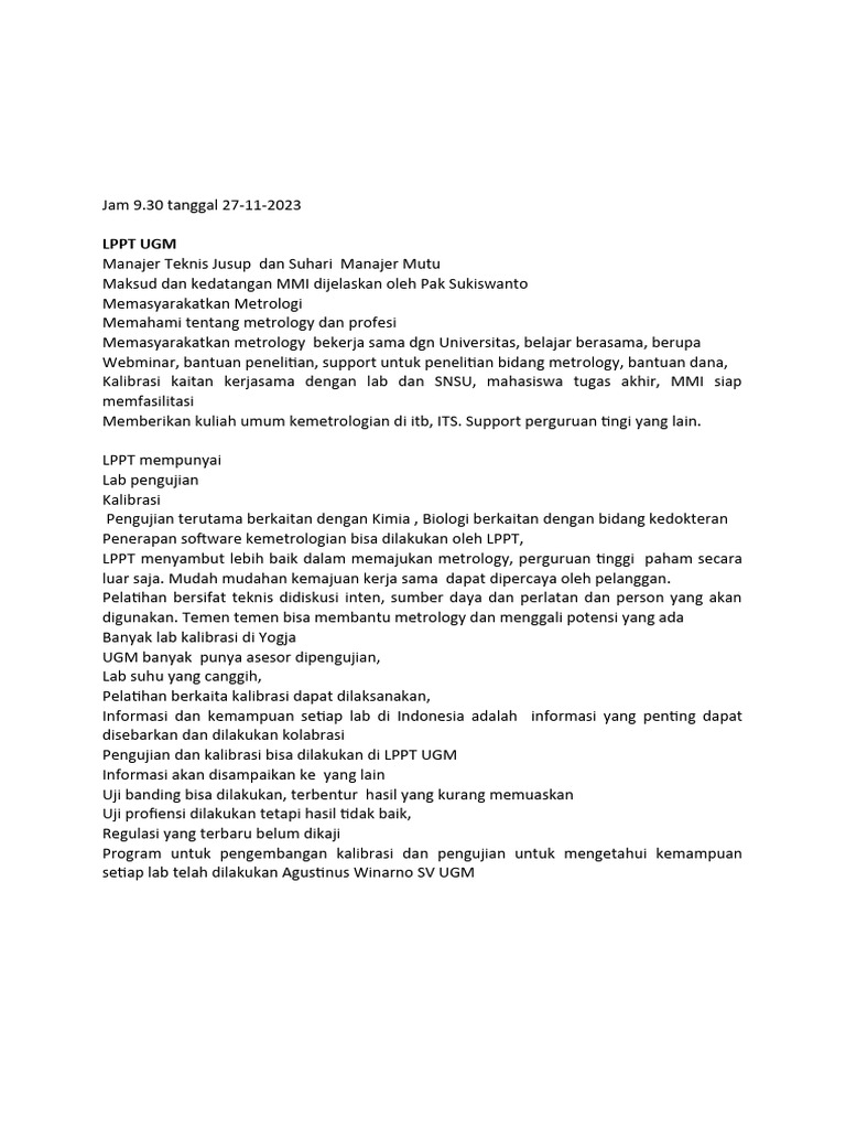Kunjungan Di UGM LPPT, UAD Dan UNS | PDF