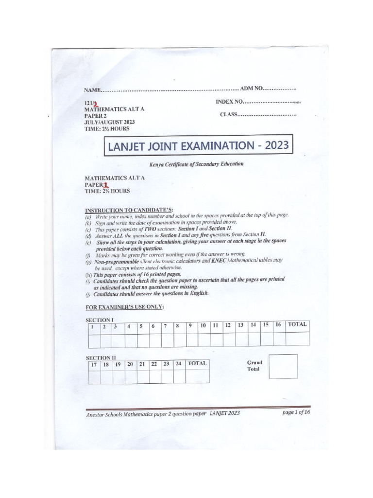 Lanjet Maths Pp2 Ms. | PDF