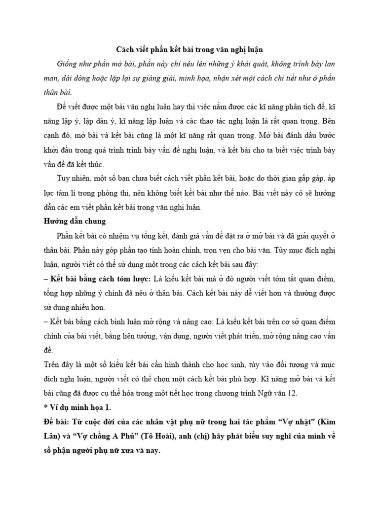 Cach Viet Phan Ket Bai Trong Van Nghi Luan | PDF