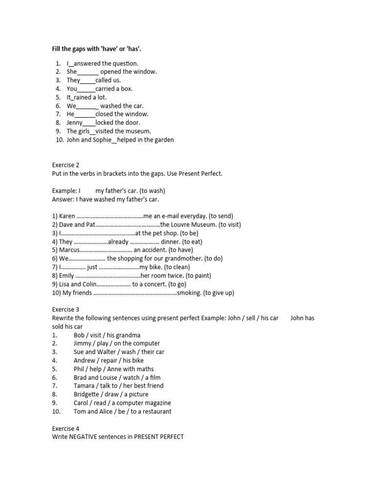 PRESENTE PERFECTO (1) | PDF