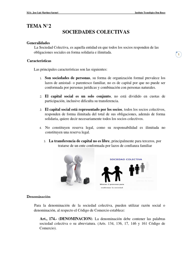 Tema N 2 Sociedades Colectivas | PDF | Sociedad General | Sociedad