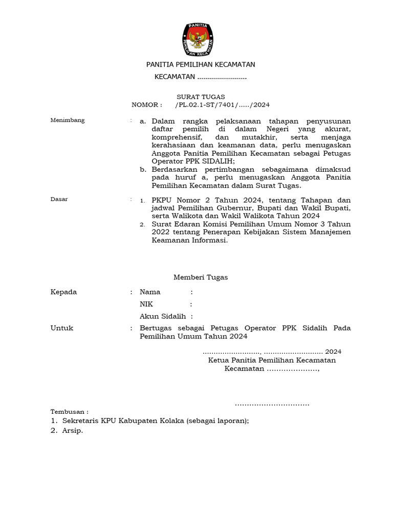 Draft Surat Tugas Dan SPTJM | PDF