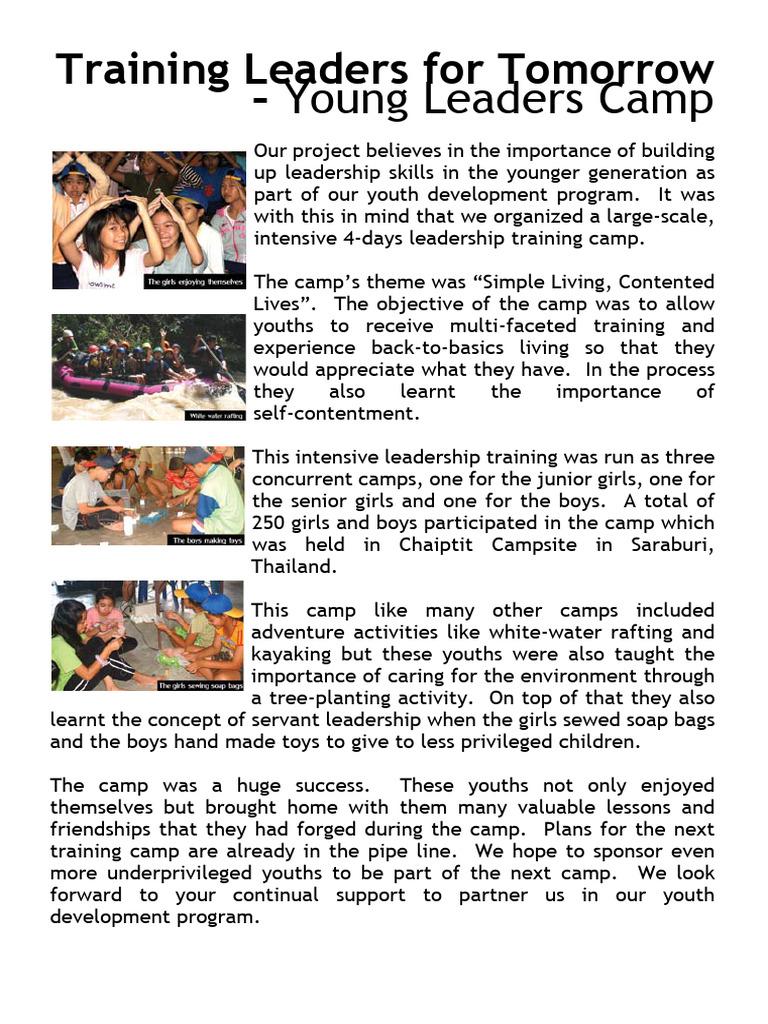 Youth Leadership Camp in Thailand | PDF
