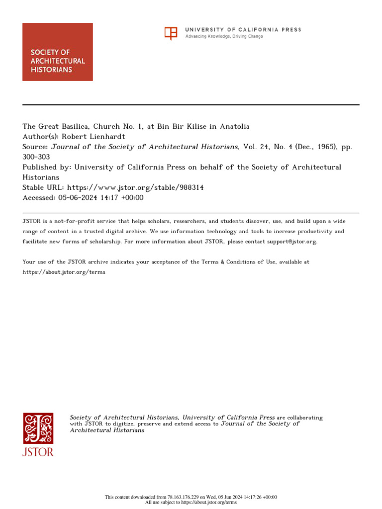 Lienhardt GreatBasilicaChurch 1965 | PDF | Vault (Architecture ...