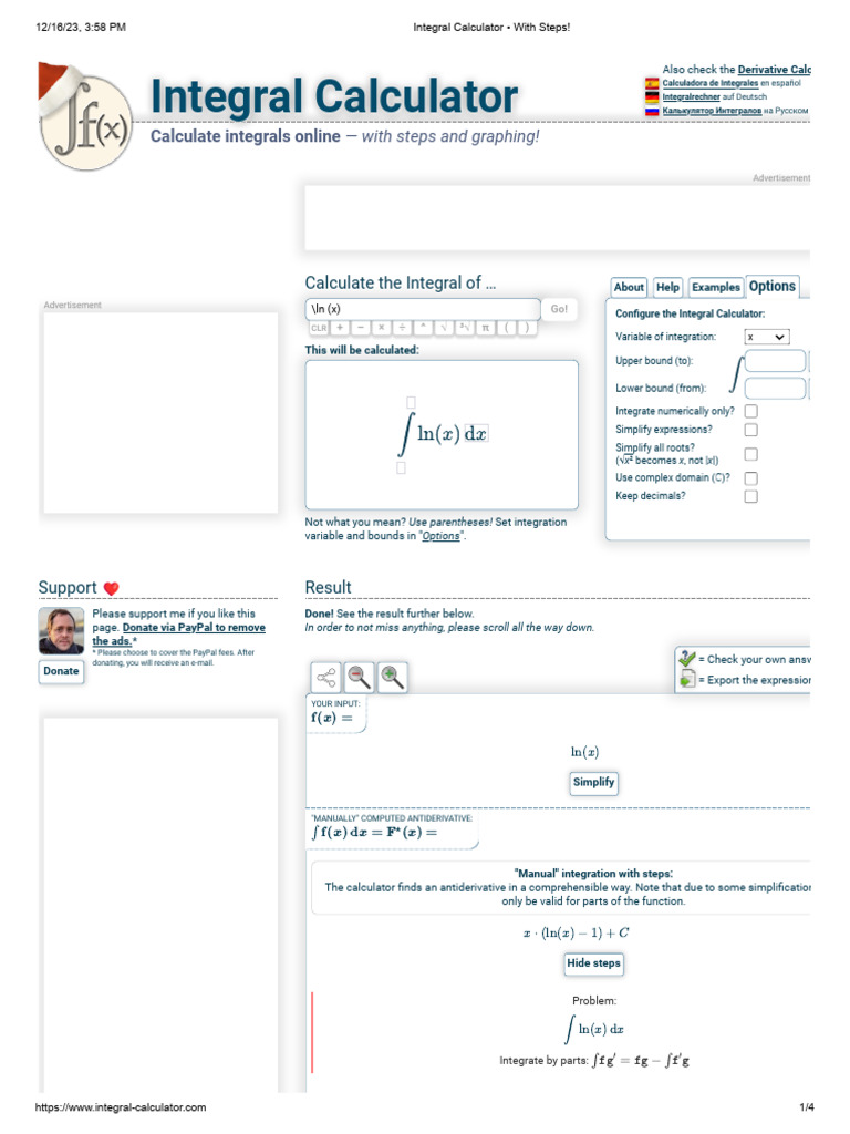 Integral Calculator Integral Calculator | PDF | Integral | Function (Mathematics)