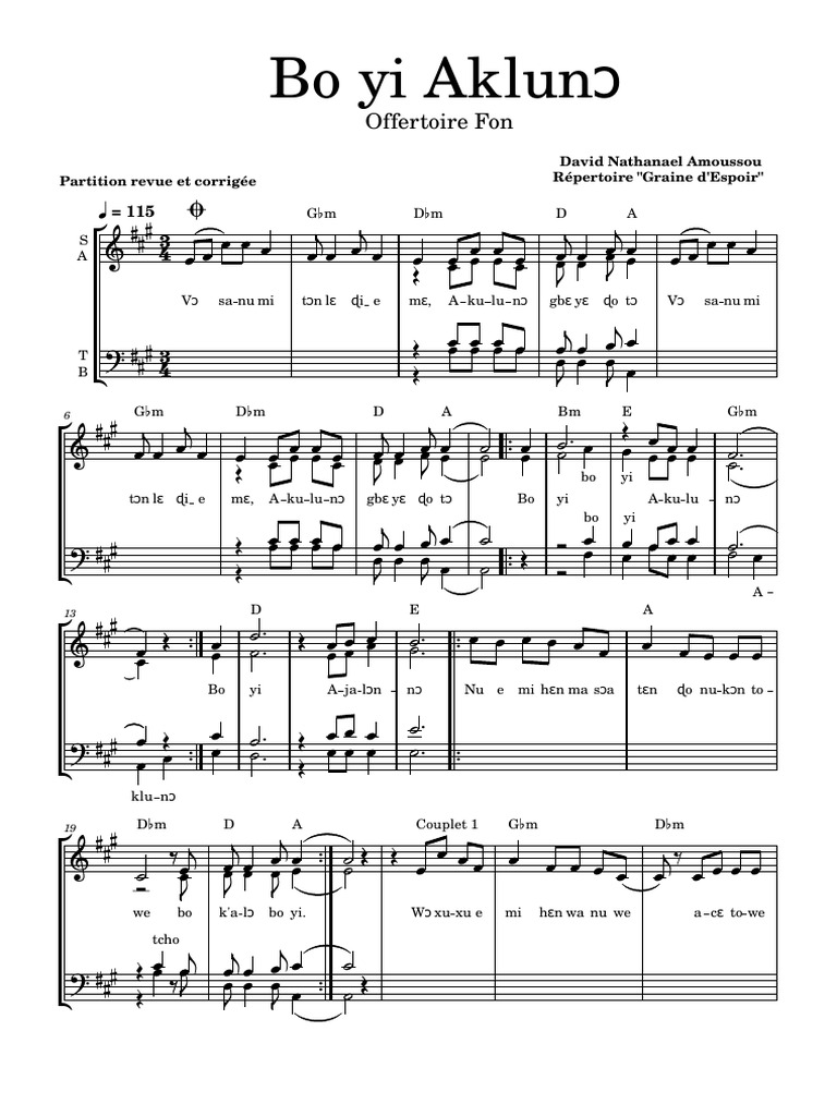 Offertoire Bo Yi Aklunon Amoussou | PDF