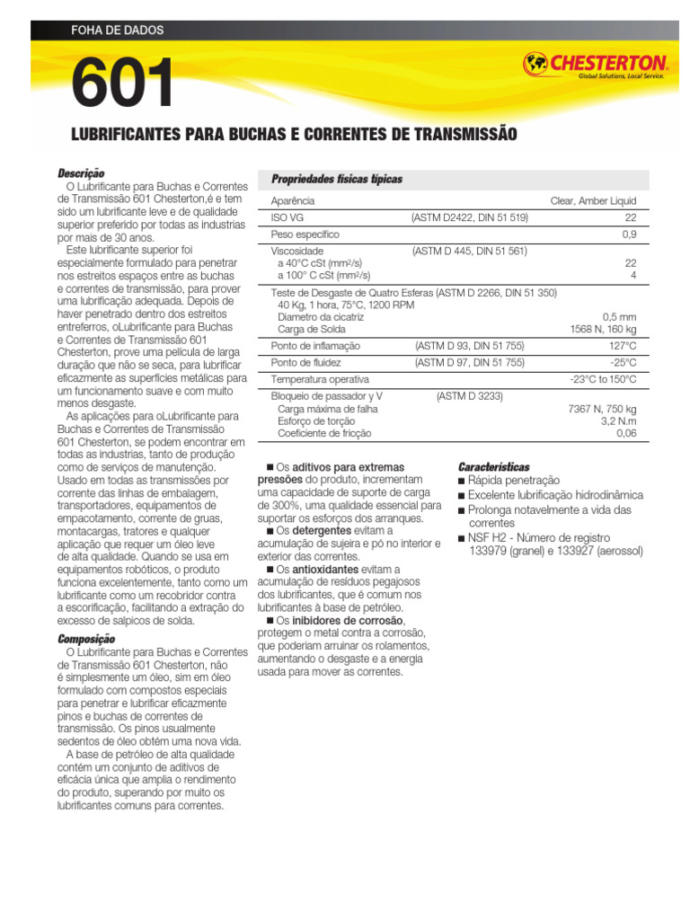 Chesterton - 601 Lubrificante para Corrente | PDF