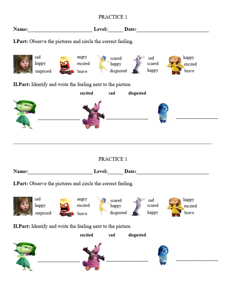 3º Feelings Practice 1 | PDF
