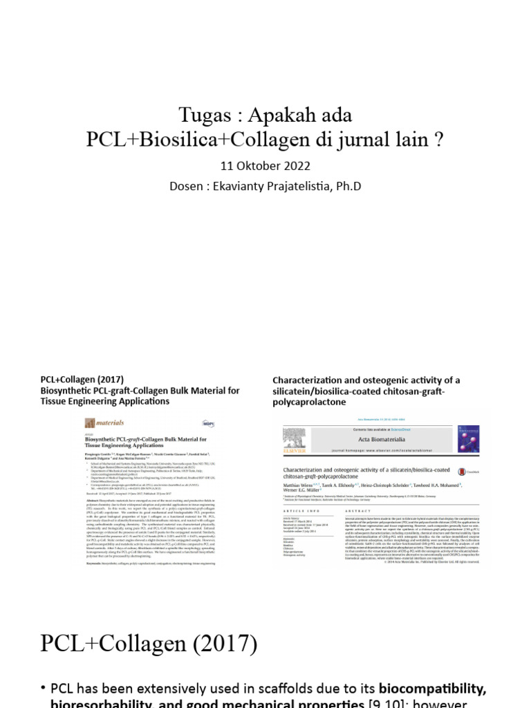 Tugas Cari Jurnal PCL+Bio+col Utk Bone Scaffold.111022 | PDF | Tissue ...