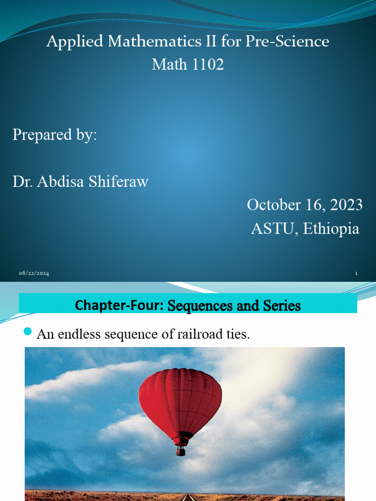 Part-2, Appl. Math II For Pre-Science (Repaired) | PDF | Power Series | Sequence