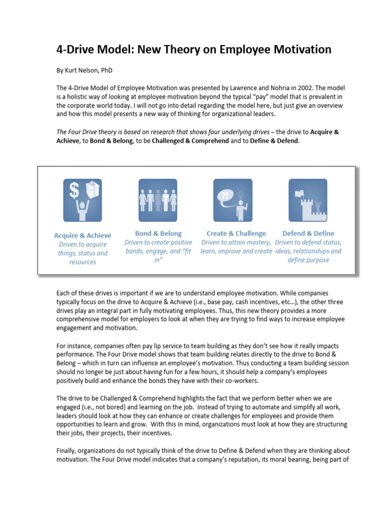 4-Drive Model for Employee Motivation | PDF | Motivational | Motivation