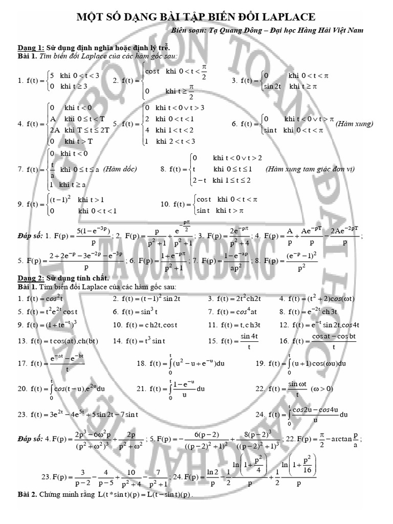Mt s Bai Tp Bin Di Laplace | PDF