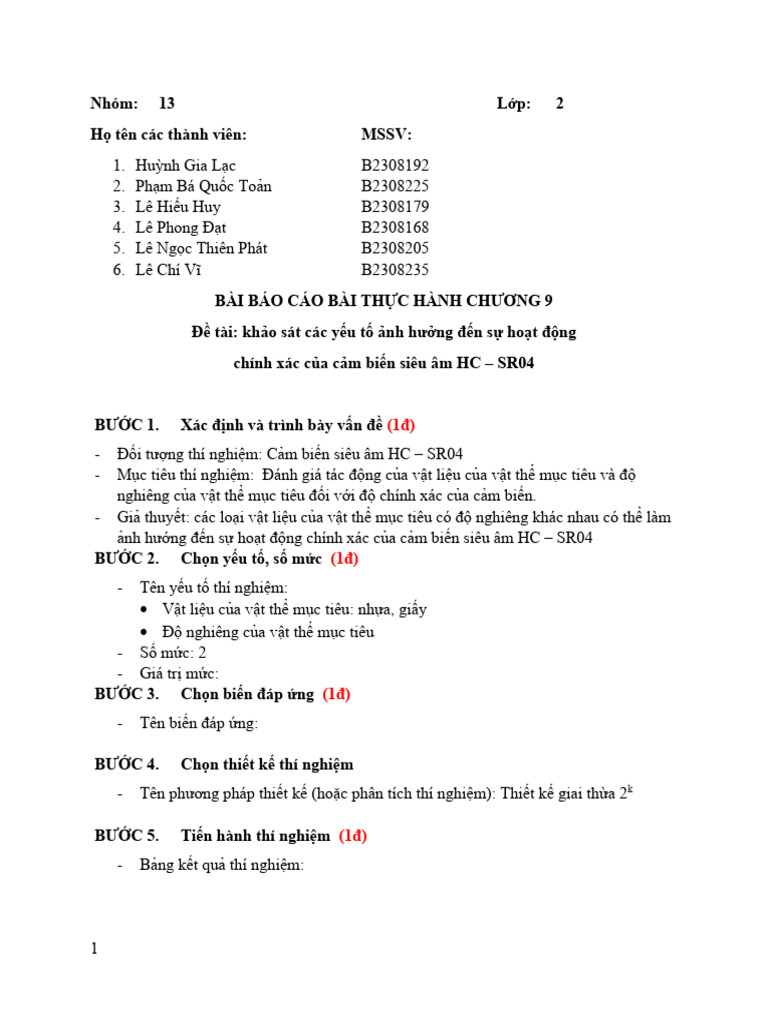 Bài Báo Cáo TH C Hành Chương 9 - Nhóm 13 - L P 2 | PDF