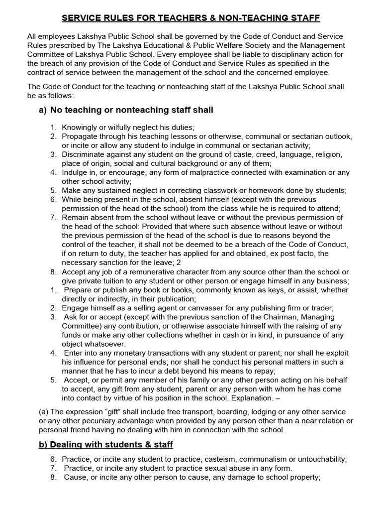 Service Rules For Teachers | PDF | Sexual Harassment | Teachers